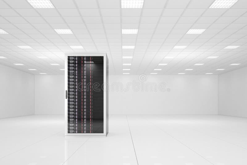 Data Center with a Single Rack Stock Illustration - Illustration of ...