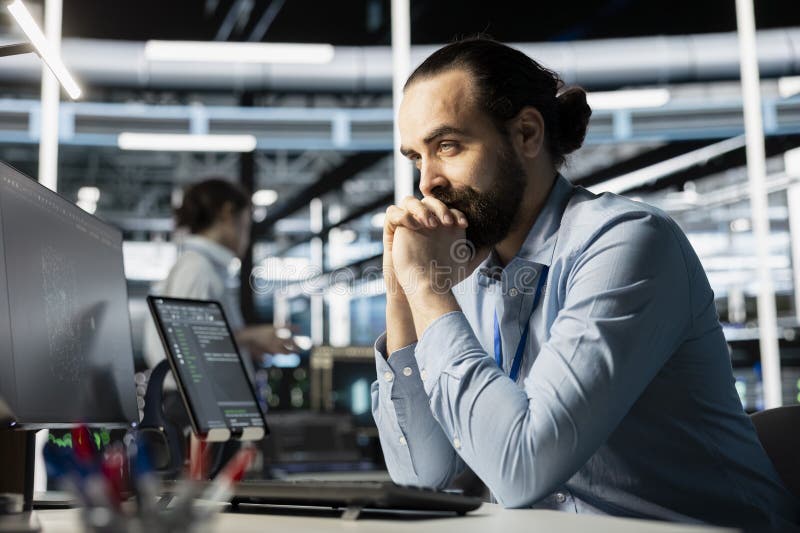 Data Center Software Developer Monitoring System Performance Using PC Stock Image - Image of ...