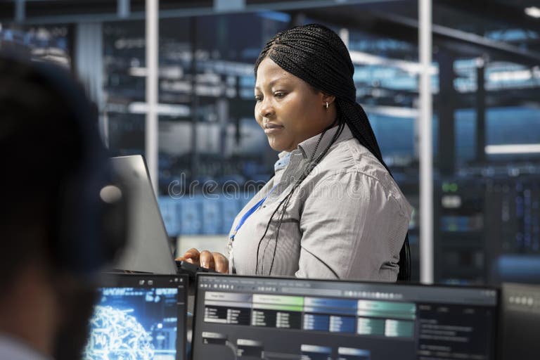 Data Center Software Developer Using Artificial Intelligence Neural Networks Stock Photo - Image ...