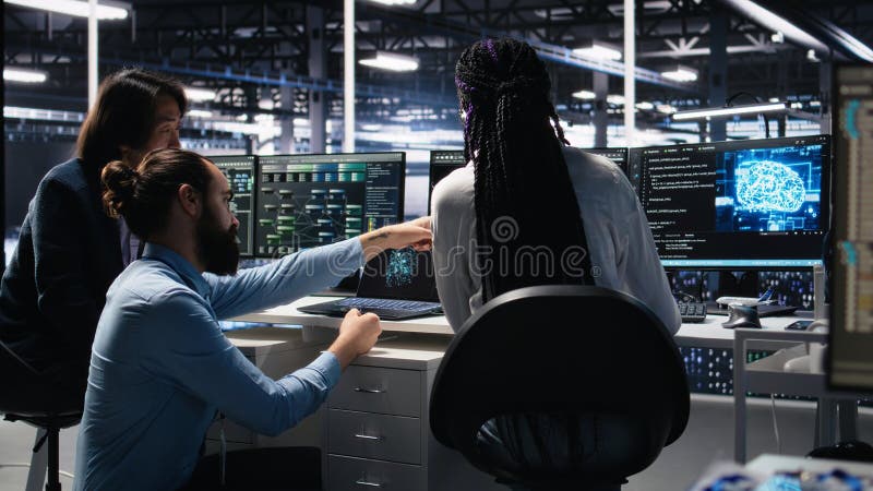 Data Center Software Developers Using Machine Learning Algorithms Stock Image - Image of tasks ...