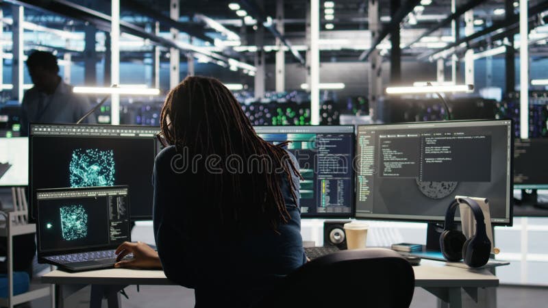 Data Center System Administrator Using Node Tree Software To Analyze Datasets Stock Footage ...