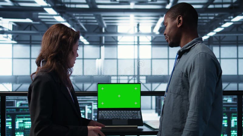 Teamworking it Experts Adjusting Server Room Configurations with Mockup ...