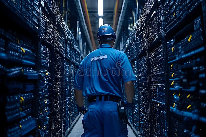 Data Center Technician stock illustration. Illustration of security ...