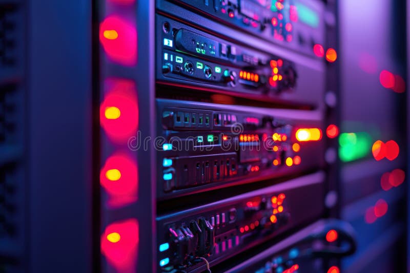 Data Center Technology: Detailed Close-Up of Server Panel with Flashing ...