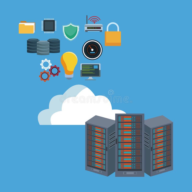 Data Center Technology Icons Stock Vector - Illustration of ...