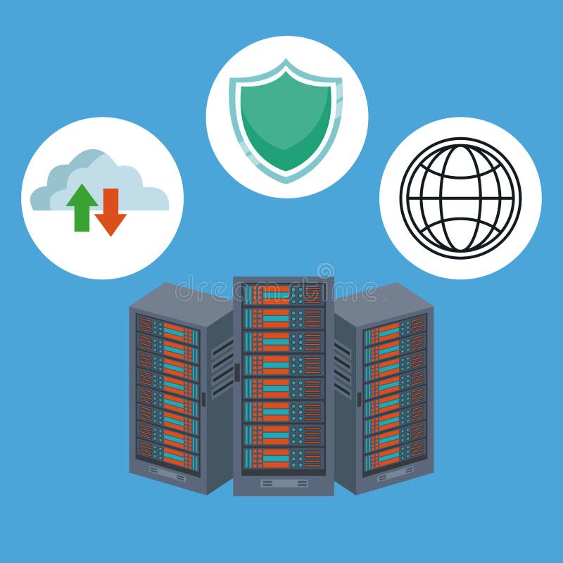 Data Center Technology Icons Stock Vector - Illustration of connection ...