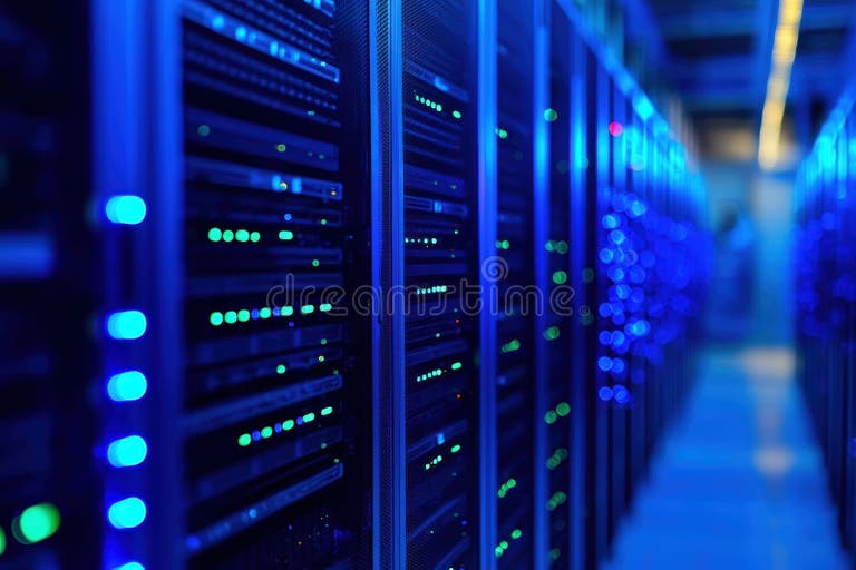 Data Center Technology: Illuminated Server Racks with Flashing LEDs for ...