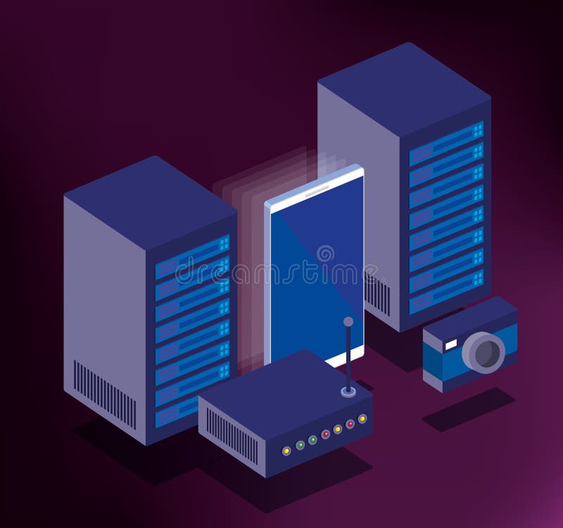 Data Center Technology Isometric Icons Stock Vector - Illustration of ...
