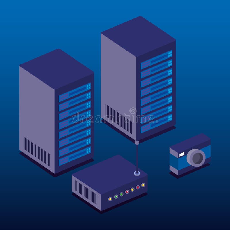 Data Center Technology Isometric Icons Stock Vector - Illustration of ...