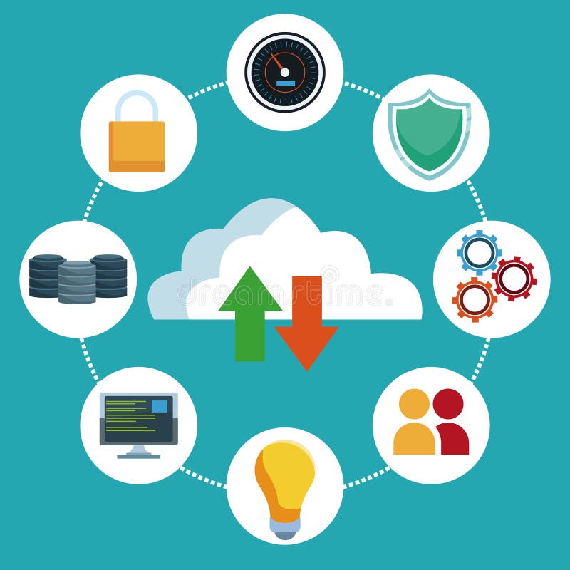 Data Center Technology Round Icons Stock Vector - Illustration of ...