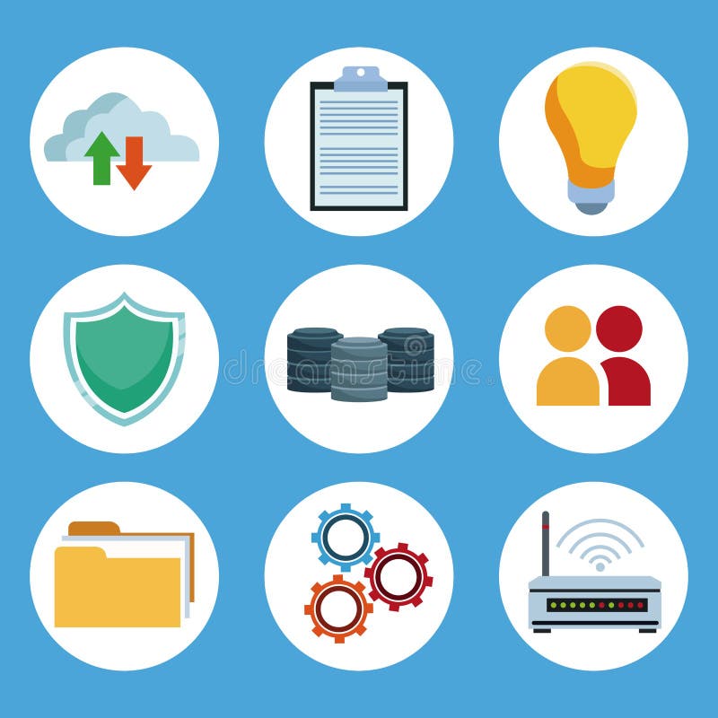 Data Center Technology Round Icons Stock Vector - Illustration of icons ...