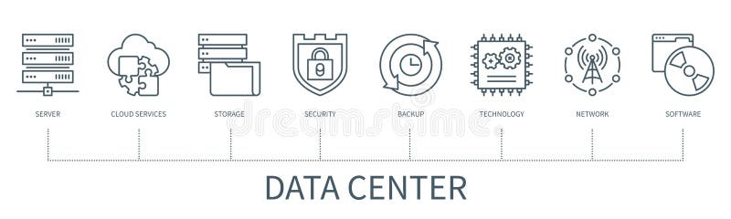 Data Center Vector Infographic in Minimal Outline Style Stock ...