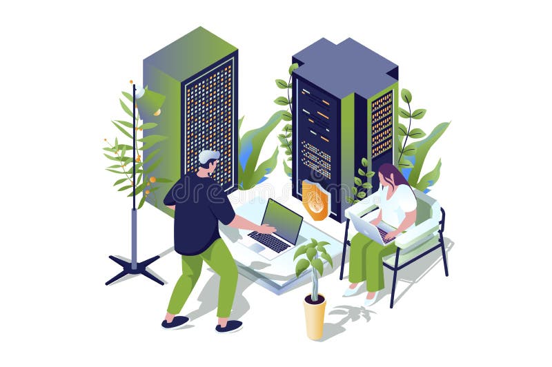 Data Center Interior Isometric Concept Stock Illustration - Illustration of design, vector ...