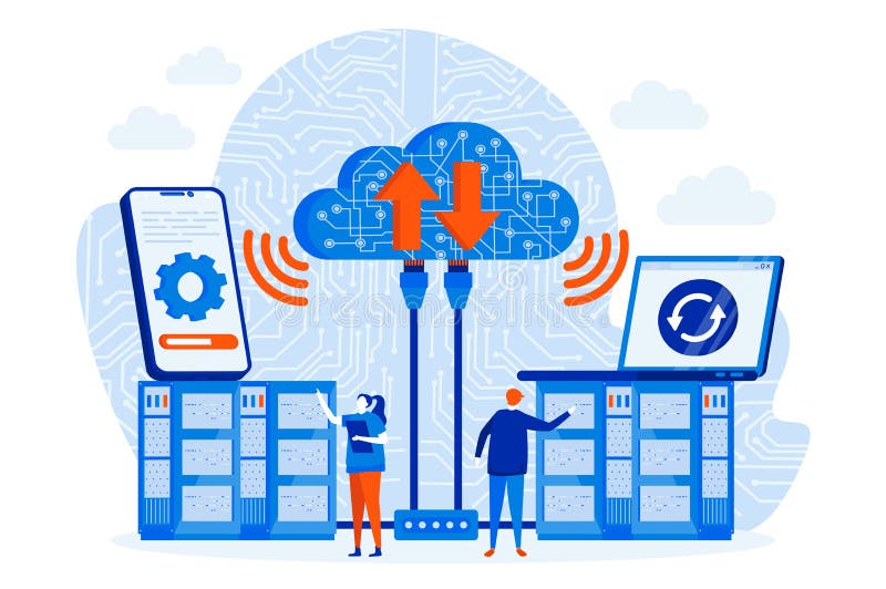 Data Center Web Concept with People Characters Stock Illustration ...