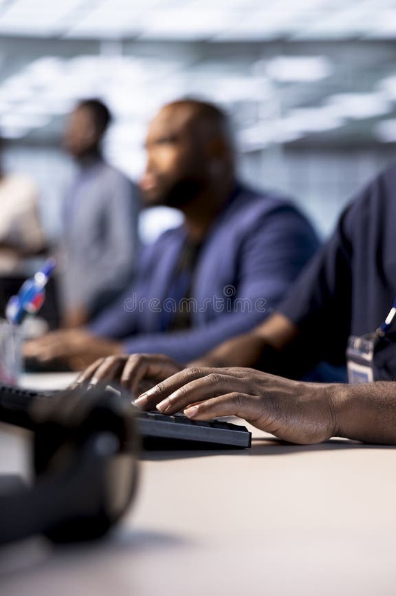 Data Center Worker Typing on Keyboard, Using Programming Languages, Close Up Stock Photo - Image ...