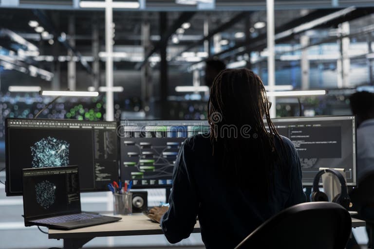 Data Center Worker Using AI Deep Learning Algorithms To Analyze Large ...