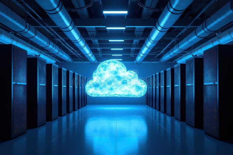 Data Centers in Cloud Era stock illustration. Illustration of ...