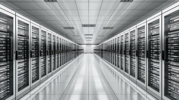 Data Centers with Endless Rows of Servers Stock Photo - Image of ...