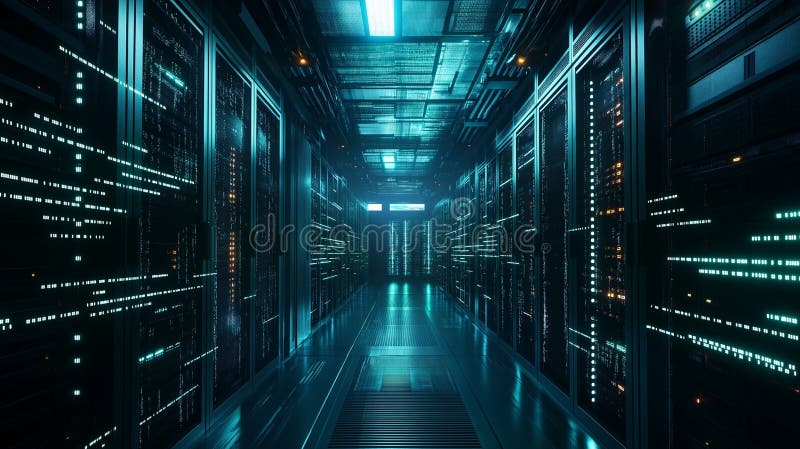 Data Centers Filled with Rows of Servers with Blinking Lights Stock ...
