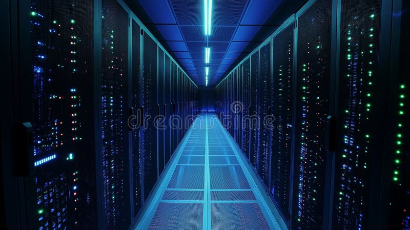 Data Centers Filled with Rows of Servers with Blinking Lights Stock ...