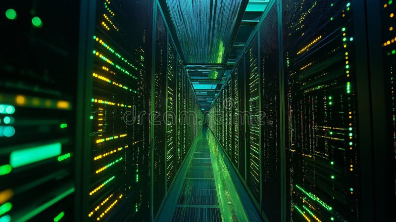 Data Centers Filled with Rows of Servers with Blinking Lights Stock ...