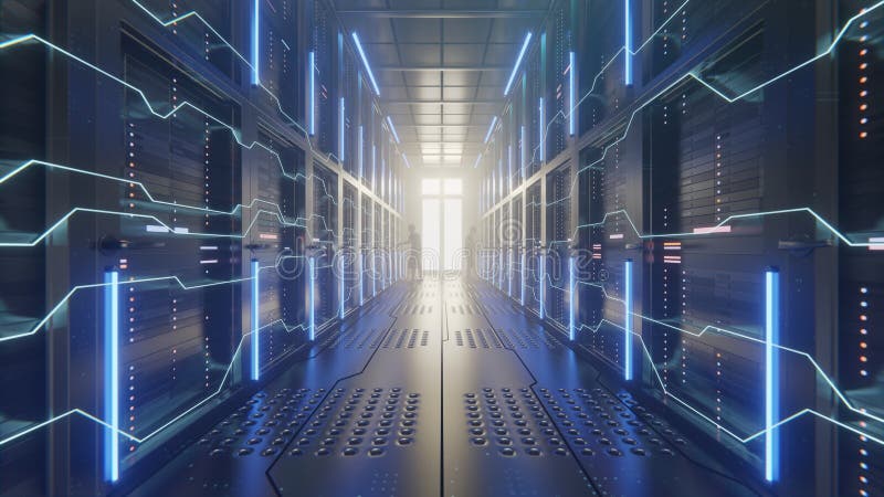Data Centers with People Working are Technology-connected and Mining AI ...