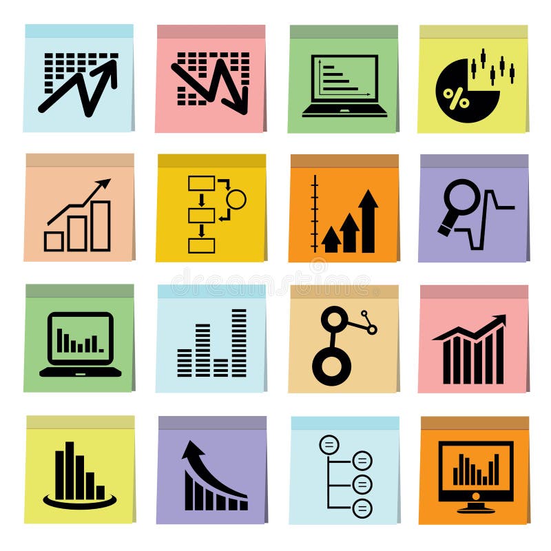 Big Data and Data Analytics Icons Stock Illustration - Illustration of ...