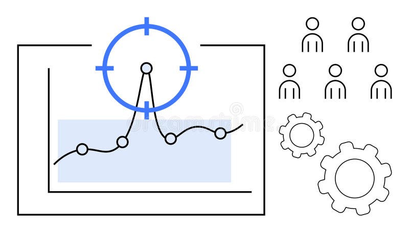 Data Analysis and Targeting with Chart, Gears, and Team Members Icons ...