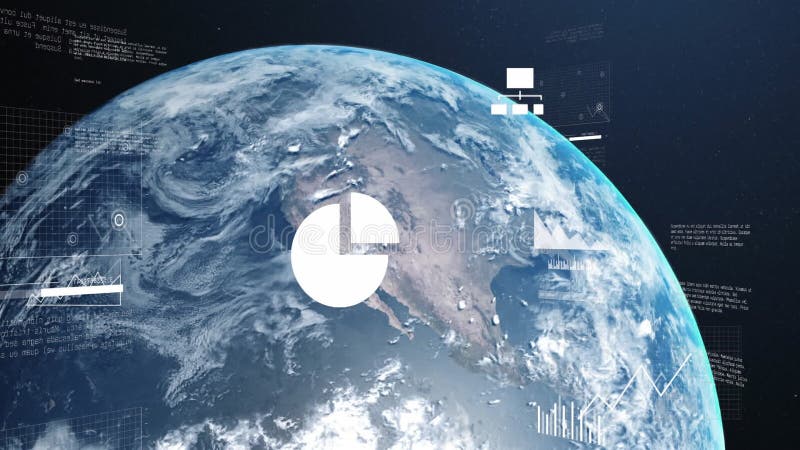 Data Charts and Graphs Overlaying Continents on Earth, Showing Global ...