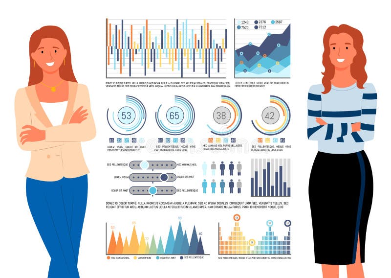 Colleagues Working on Analysis of Project Data Stock Illustration ...
