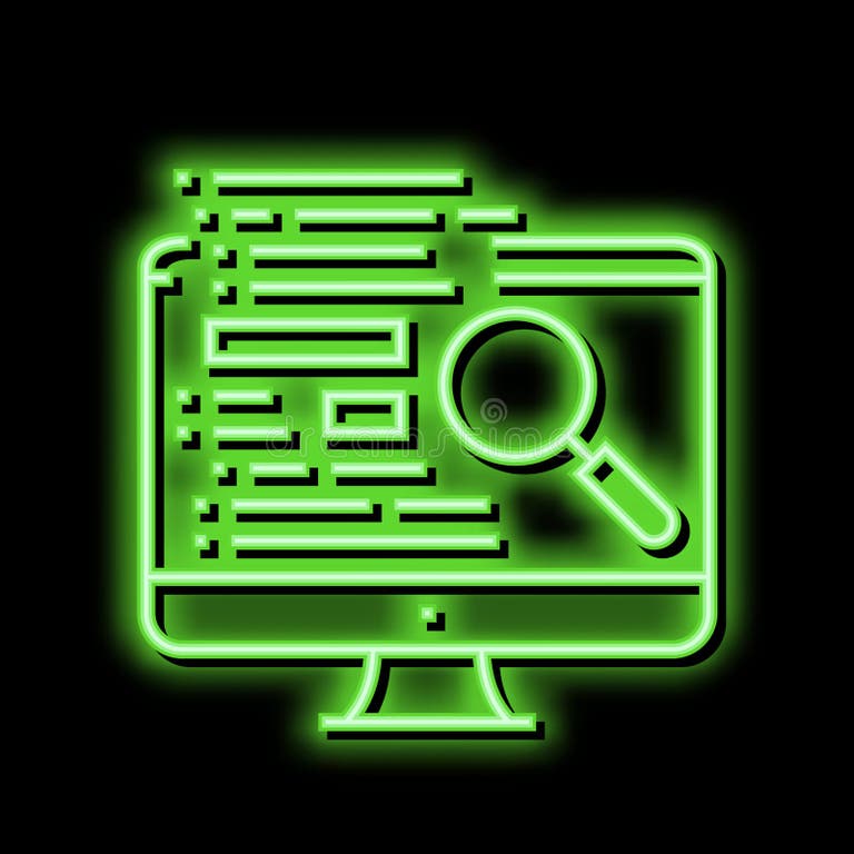 Data Checking Neon Glow Icon Illustration Stock Vector - Illustration ...