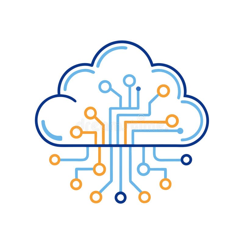 Data Cloud Connection: Blue and Orange Abstract Digital Circuit Illustration Stock Vector ...