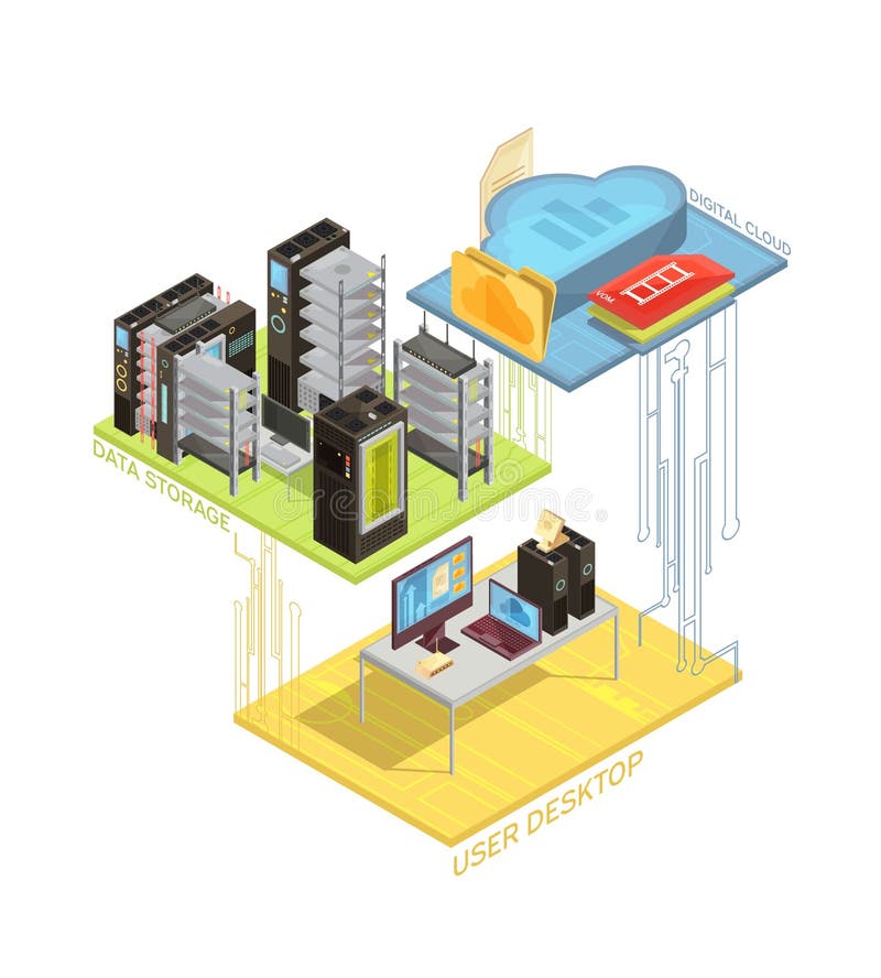 Cloud Data Center Isometric Flowchart Stock Vector - Illustration of ...