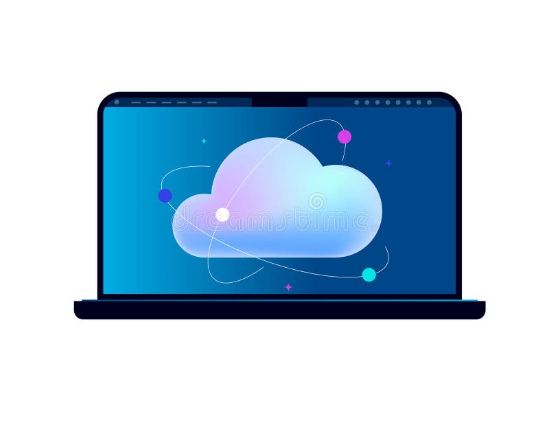 Data Cloud on Laptop Screen Stock Illustration - Illustration of ...