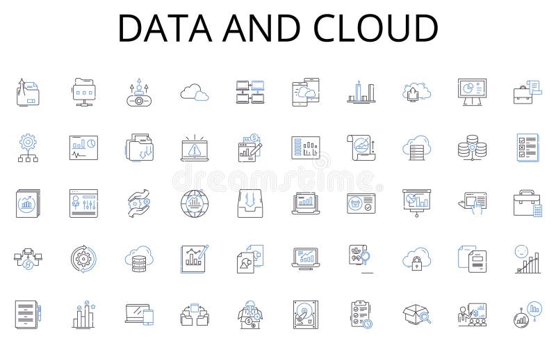 Data and Cloud Line Icons Collection. Nerking, Leadership, Teamwork ...