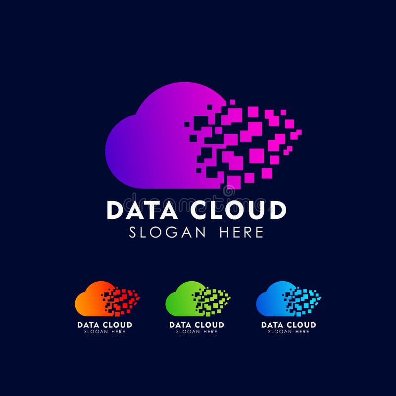 Pixel Cloud Logo Design Template. Data Server Cloud Logo Vector Stock ...