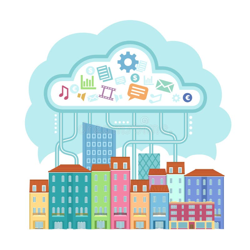 Big Data and Cloud Computing Stock Vector - Illustration of isolated ...