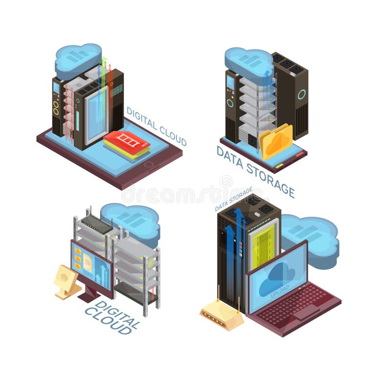 Cloud Service Isometric Flowchart Stock Vector - Illustration of abstract, business: 211626572
