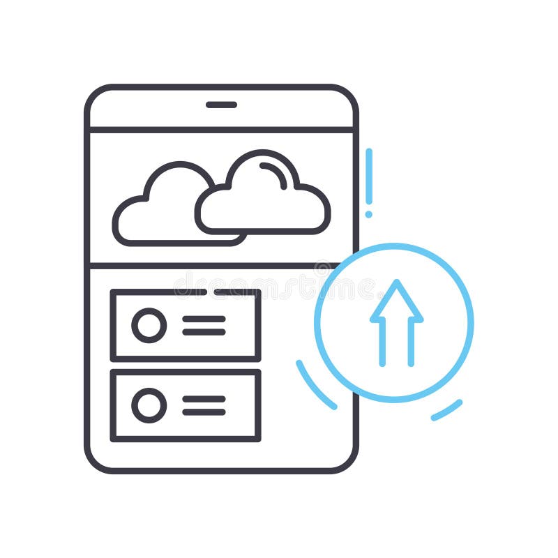 Data Cloud Smartphone Icon, Black Vector Sign with Editable Strokes ...