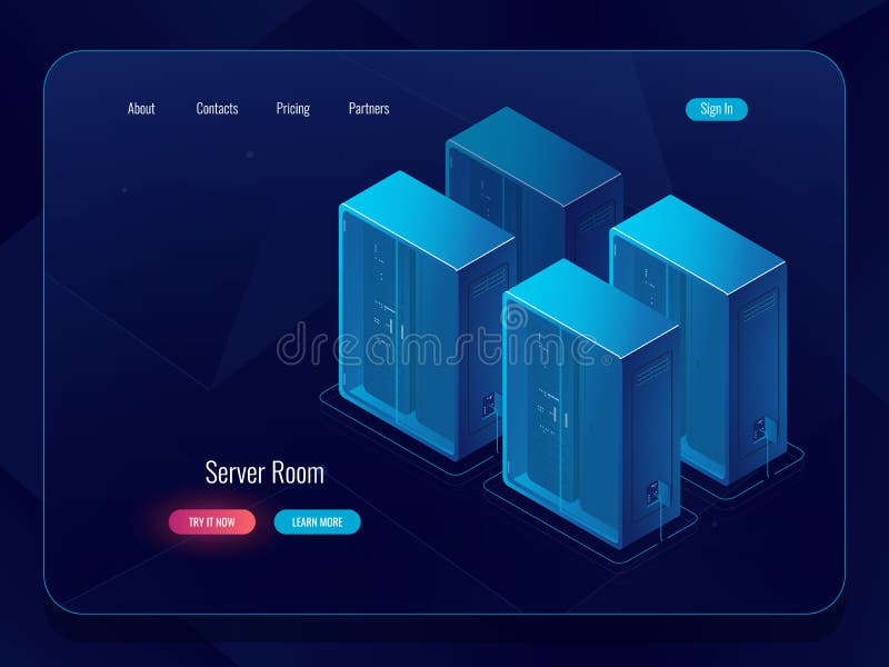 Data Cloud Storage Banner, Icon of Connection at Remote File Warehouse ...