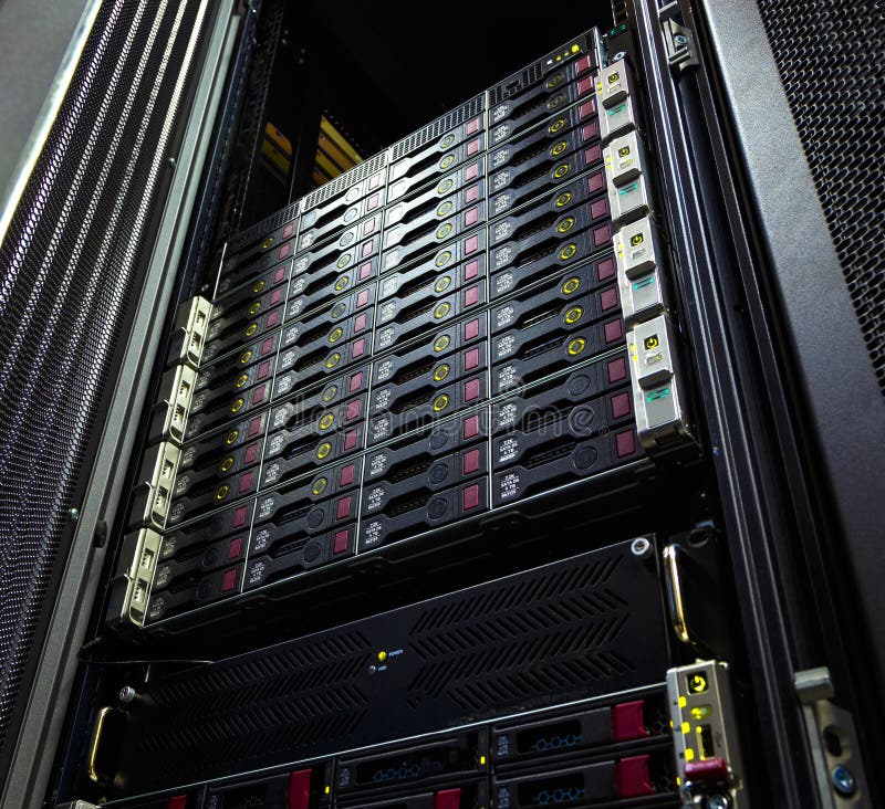 Data Cloud Storage Center Equipment Rack Inside. Multiple System for ...