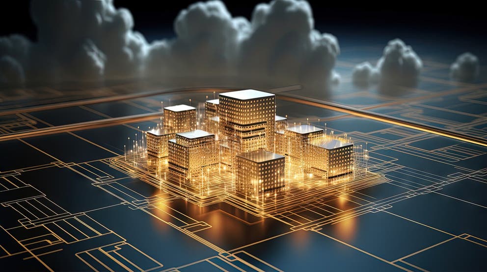 Data Cloud Structure Concept with Digital Technology Cloud Sign for ...