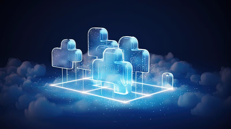 Data Cloud Structure Concept with Digital Technology Cloud Sign for ...