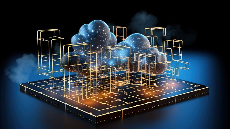Concept of a Digital City with Cloud Connections. Futuristic Network in ...
