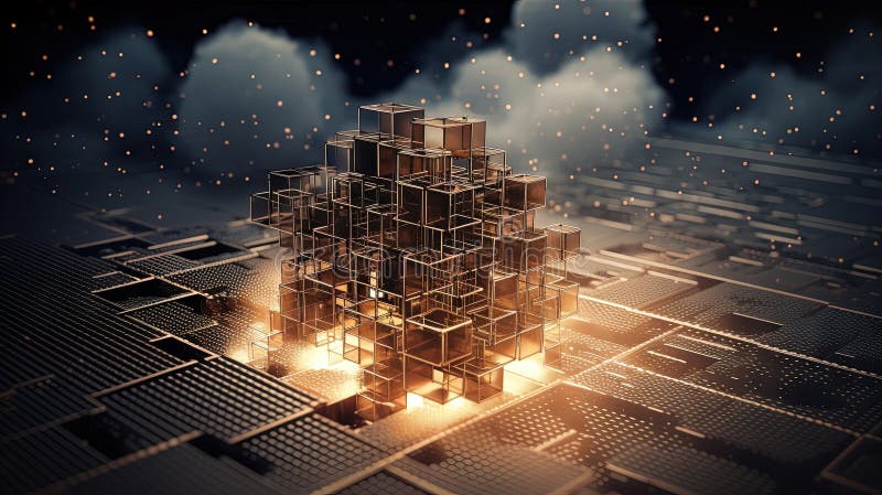 Data Cloud Structure Concept with Digital Technology Cloud Sign for ...