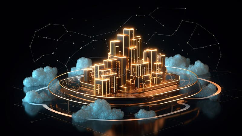 Data Cloud Structure Concept with Digital Technology Cloud Sign for ...