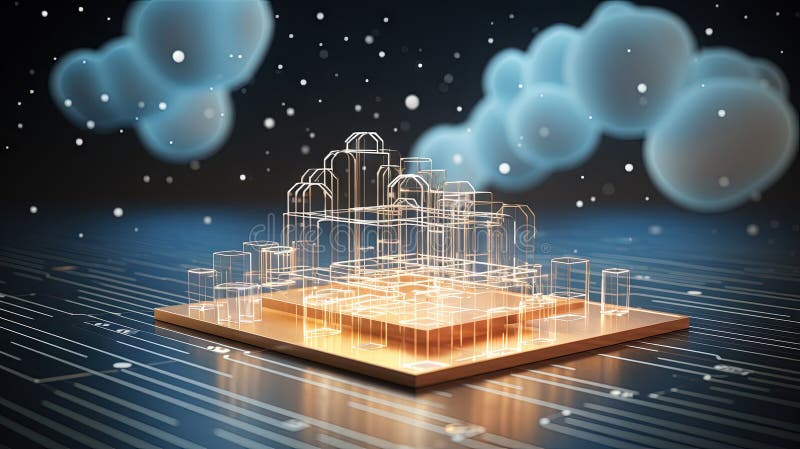 Data Cloud Structure Concept with Digital Technology Cloud Sign for ...