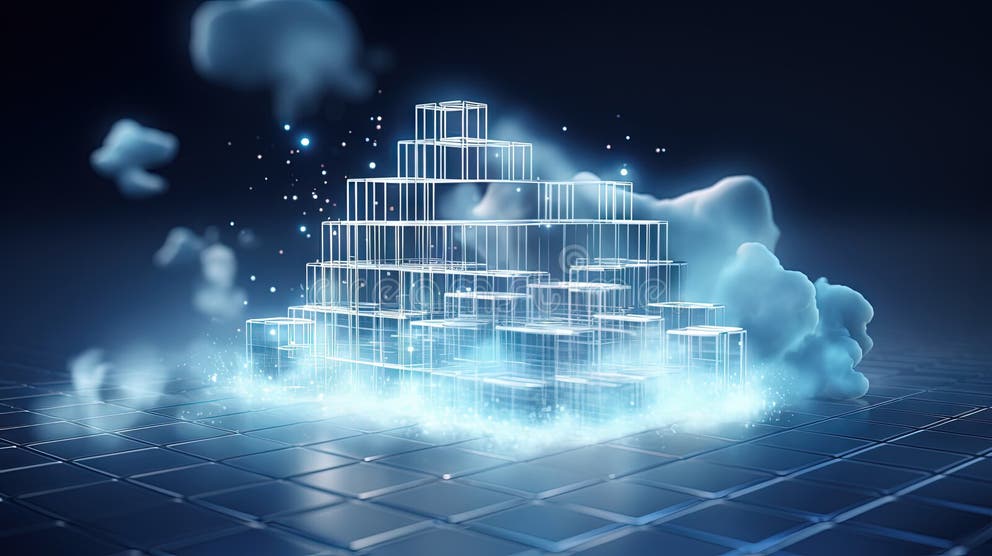 Data Cloud Structure Concept with Digital Technology Cloud Sign for ...