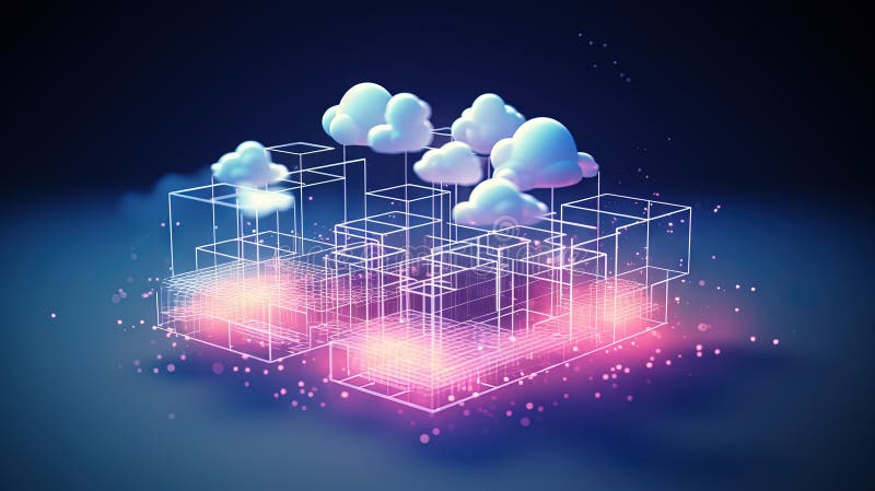 Data Cloud Structure Concept with Digital Technology Cloud Sign for ...