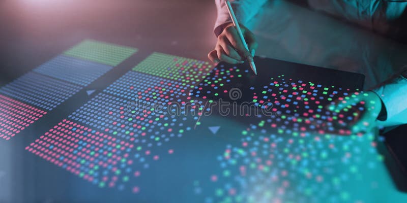 Data Clustering Visualization on Digital Tablet Interface in Machine Learning Concept Stock ...